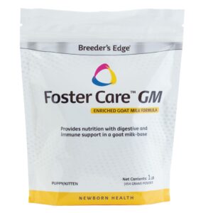 breeder's edge foster care gm - goat milk based powdered milk replacer - puppies , kittens , cats & dogs formula - easy digestion - 1 lb