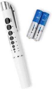 primacare dl-9325 led diagnostic penlight with imprinted pupil gauge, reusable and lightweight medical pen light for nurse, student, doctors emt, batteries included, white