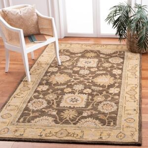 safavieh anatolia collection area rug - 6' x 9', brown & taupe, handmade traditional oriental wool, ideal for high traffic areas in living room, bedroom (an556c)