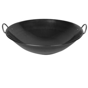 thunder group irwc003 wok, 24" dia., curved rim, 2 round riveted handles, iron construction