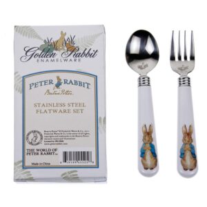 golden rabbit enamelware - flatware 2-piece gift set (peter rabbit)