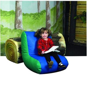 children's factory preschool high back lounger bean bag kids chair, flexible seating classroom furniture for homeschools/playrooms/daycares, blue/grn, small 2 years and up (cf610-041)