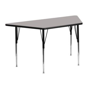 flash furniture wren 22.5''w x 45''l trapezoid grey hp laminate activity table - standard height adjustable legs