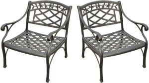 crosley furniture sedona 2-piece outdoor chair set, cast aluminum patio chairs for conversation, porch, deck, black