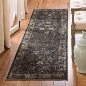 safavieh vintage collection runner rug - 2'2" x 6', soft anthracite, oriental distressed viscose design, ideal for high traffic areas in living room, bedroom (vtg117-330)