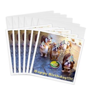 3drose english bulldog birthday - greeting cards, 6 x 6 inches, set of 6 (gc_39567_1)