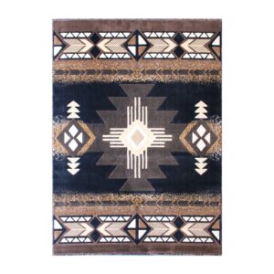 Concord Global Trading South West Native American Area Rug Design C318 Black (8 Feet X 10 Feet)