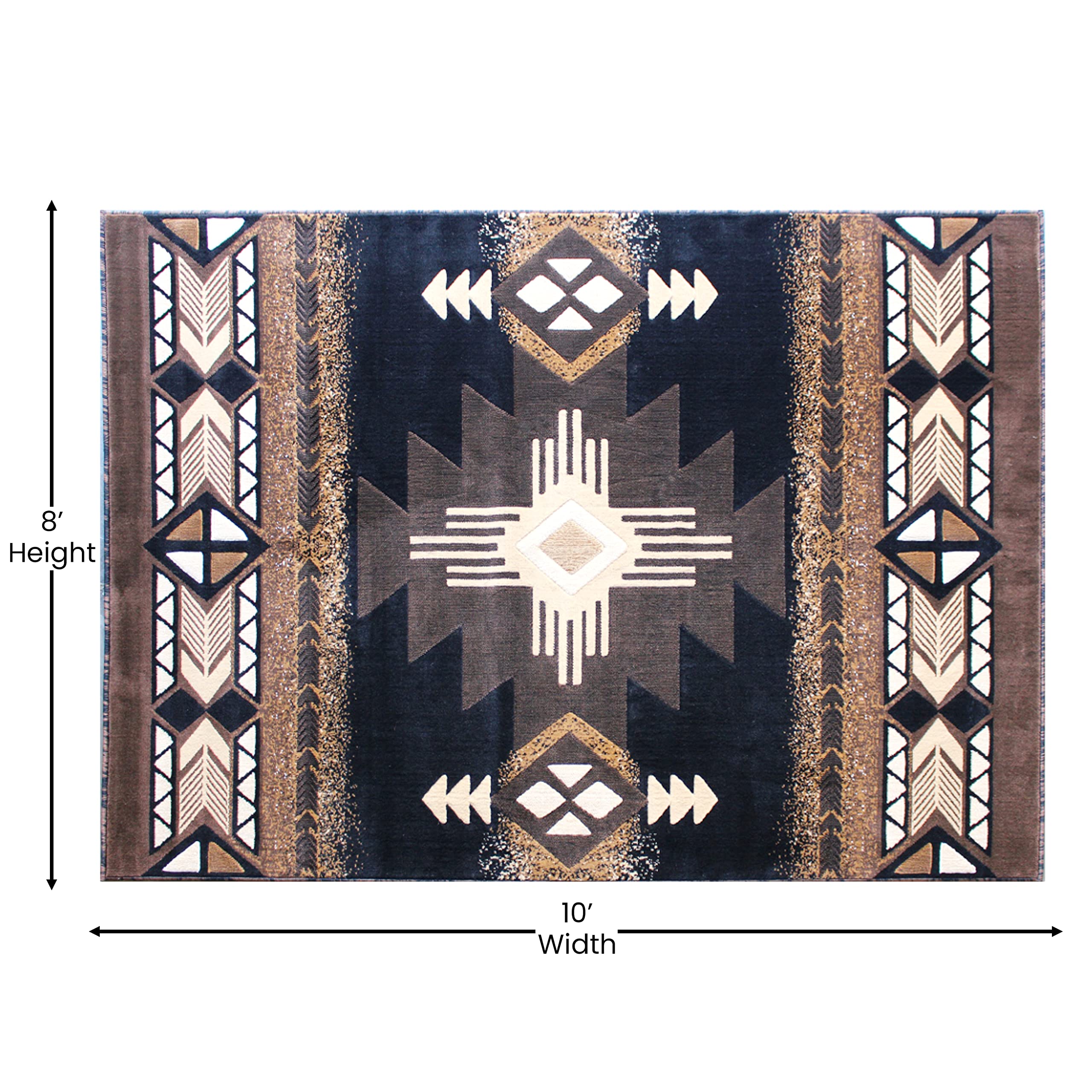 Concord Global Trading South West Native American Area Rug Design C318 Black (8 Feet X 10 Feet)