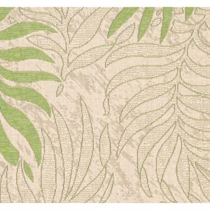 SAFAVIEH Courtyard Collection Accent Rug - 4' x 5'7", Cream & Green, Non-Shedding & Easy Care, Indoor/Outdoor & Washable-Ideal for Patio, Backyard, Mudroom (CY7836-14A5)