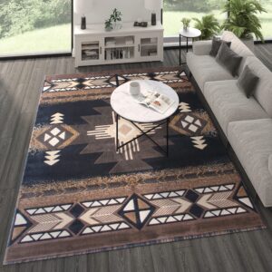 concord global trading south west native american area rug design c318 black (8 feet x 10 feet)