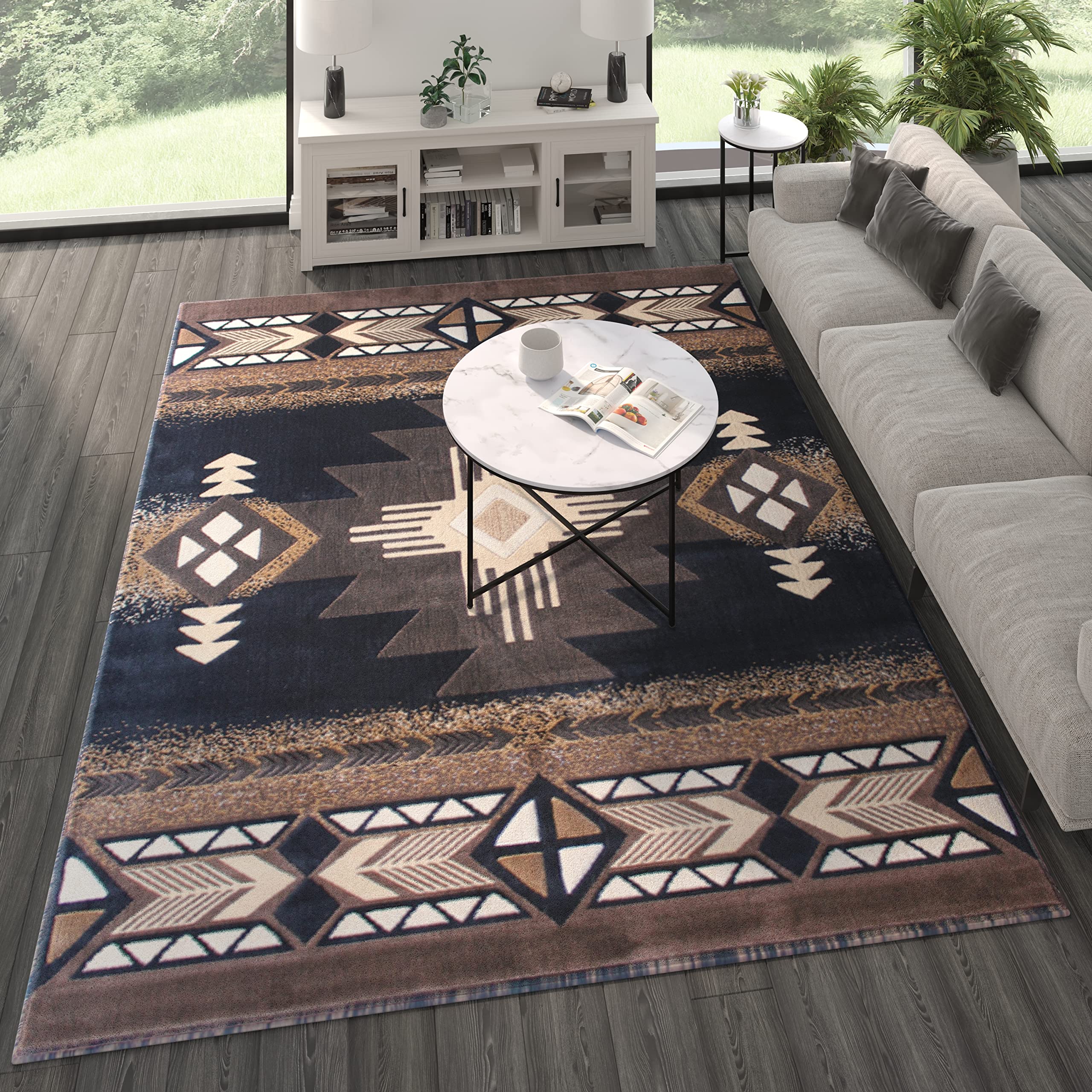 Concord Global Trading South West Native American Area Rug Design C318 Black (8 Feet X 10 Feet)