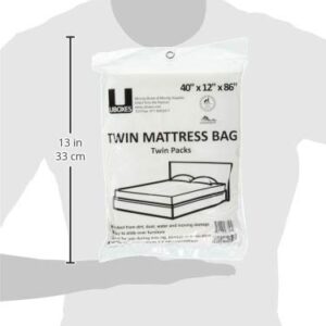 Uboxes Twin Size Mattress Covers, 40" x 12" x 86", Clear, 2 Pack