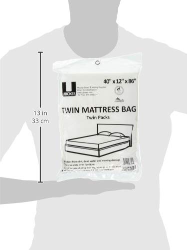 Uboxes Twin Size Mattress Covers, 40" x 12" x 86", Clear, 2 Pack