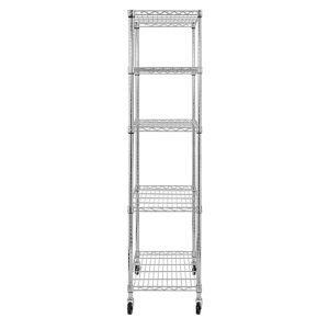 Sandusky MWS361872 5-Tier Mobile Wire Shelving Unit with 3" Rubber Casters, 5 Wire Shelves, Chrome, 72" Height x 36" Width x 18" Depth