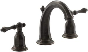 kohler kelston widespread bathroom sink faucet, drain included, 3 hole installation, oil-rubbed bronze finish, k-13491-4-2bz