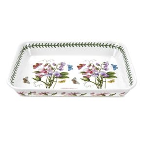 portmeirion botanic garden 15" x 11" lasagna dish | sweet pea motif | fine porcelain | chip resistant glaze | dishwasher, microwave, freezer, oven safe