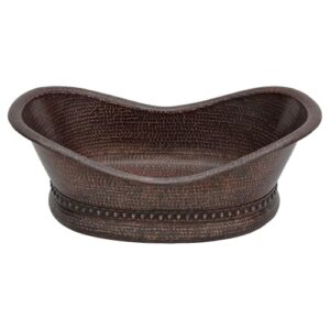 premier copper products vbt20db 20" bathtub vessel hammered copper sink, oil rubbed bronze