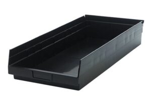 quantum qsb116br economy shelf bin, 23-5/8'w x 11-1/8'd x 4'h, polypropylene, black