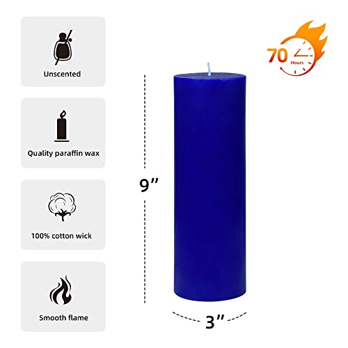 Zest Candle 3 x 9 Inch Blue Pillar Candle, 3" D x 9" H, Blue