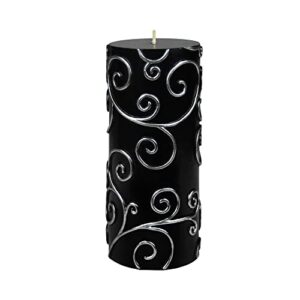 zest candle pillar candles, 3 by 6-inch, black scroll