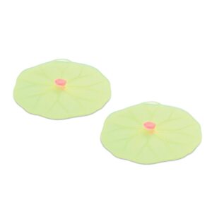 charles viancin - set of 2 lilypad 4” silicone drink covers - airtight seal on any smooth-rimmed glass, keep drinks cool or hot, protect from winged pests - bpa-free - oven, freezer, dishwasher safe