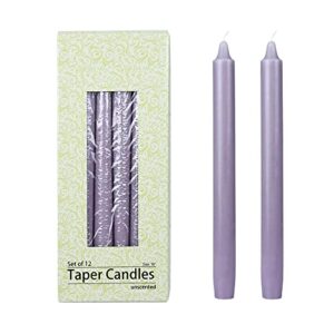 zest candle 12-piece taper candles, 10-inch, lavender straight