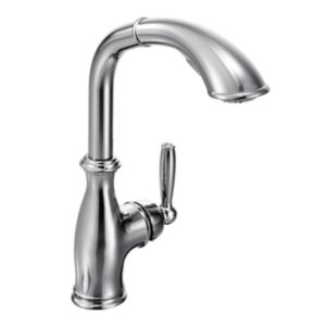 moen 7285c brantford one-handle high arc pullout kitchen faucet, chrome