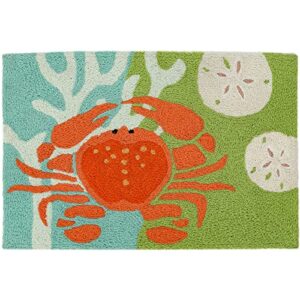 coastal red crab with coral jellybean accent area rug