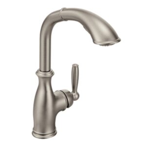 moen 7285csl brantford one-handle high arc pullout kitchen faucet, chrome