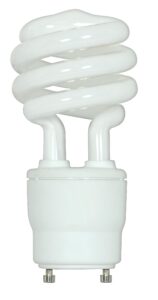 satco s8204 15 watt (60 watt) 950 lumens mini spiral cfl soft white 2700k gu24 base light bulb