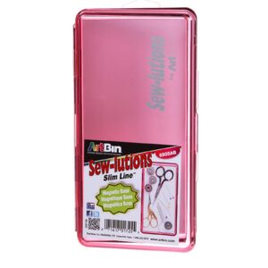 bulk buy: artbin slim line magnetic needle case .6875in. x 3.675in. x 7.375in. trans. raspberry (2-pack)