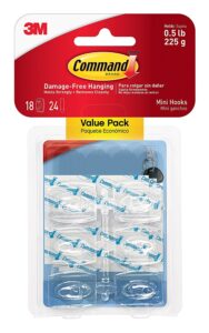 command 4-packages of mini hooks, organize damage-free, indoor use (17006clr-18es)