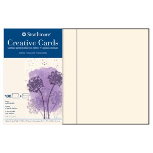 strathmore creative cards, ivory with deckle edge, 5x6.875 inches, 100 pack, envelopes included - blank greeting cards for weddings, events, birthdays