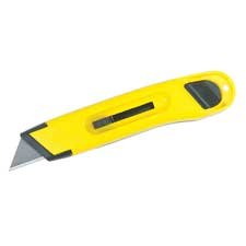 retractable utility knife,plastic handle,6",yellow qty:6