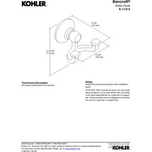 KOHLER Bancroft(R) Robe Hook, Oil-Rubbed Bronze