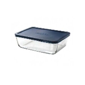 anchor hocking 11 cup rectangular glass bakeware dish w/blue lid 85914l10x