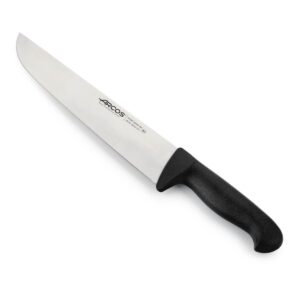 arcos range butcher knife 10 inch nitrum stainless steel. steak knife. polypropylene black handle. color identification system for prolonged and heavy use. series 2900. color black.