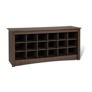 prepac shoe storage cubbie bench, 24" x 48" x 16", espresso