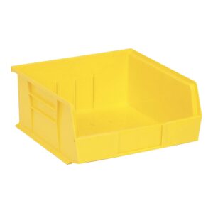 quantum storage heavy duty stacking bins, 10 7/8in. x 11in. x 5in. size, yellow, carton of 6, model# qus235ylcs