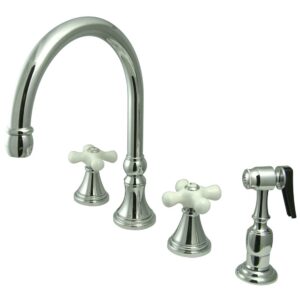 kingston brass ks2791pxbs governor deck mount kitchen faucet with brass sprayer, 8-1/4-inch, polished chrome