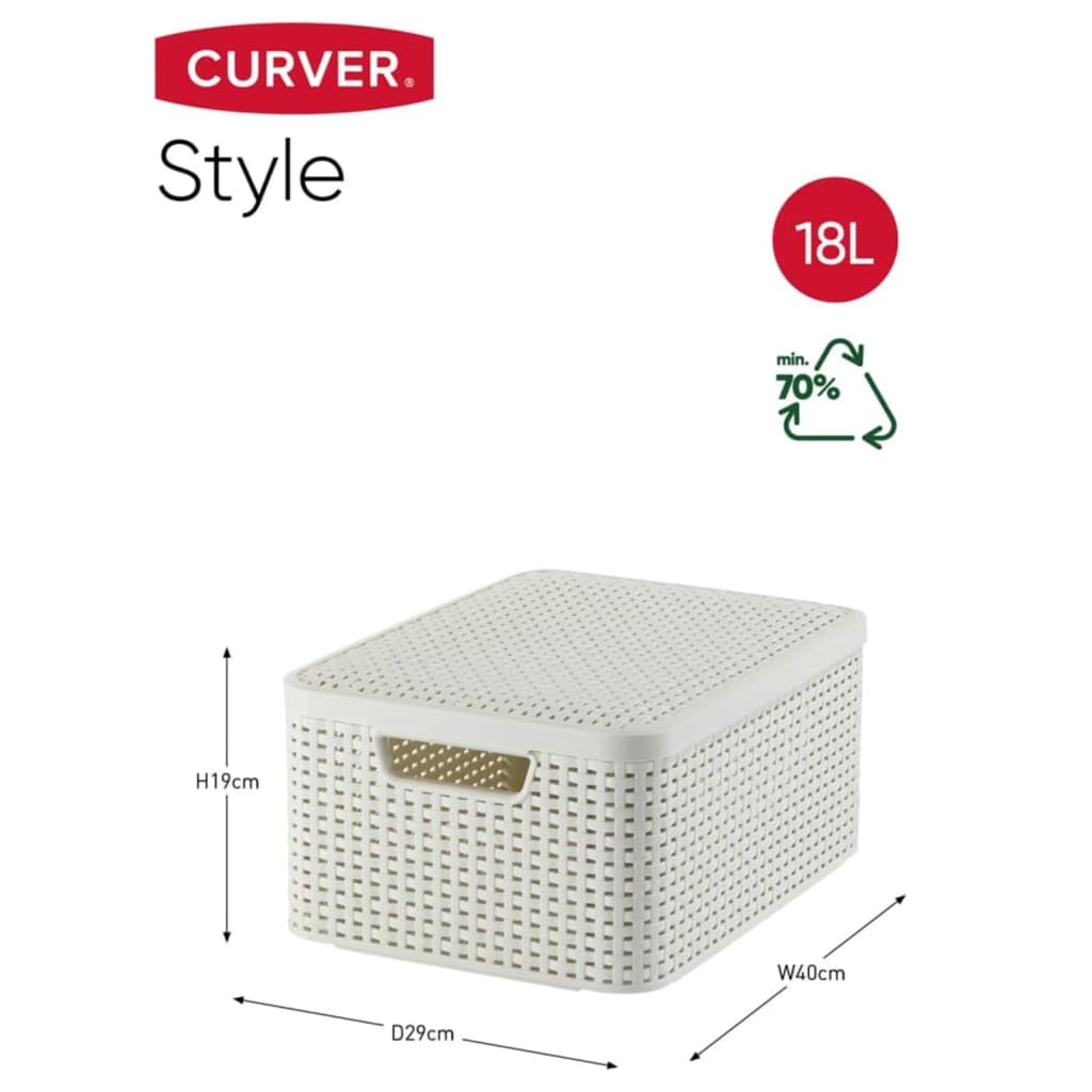 Curver Style Shelf Baskets, Polypropylene, Ecru, 39.3 x 29.3 x 18.7 cm