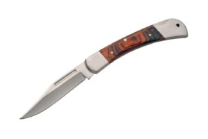 szco supplies 4-inch classic lockback folding knife, wood,stainless steel