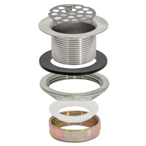 ez-flo stainless steel flat top duplex strainer with flange, 1-7/8 to 2-1/4 inch sink opening, die cast nut, 30043