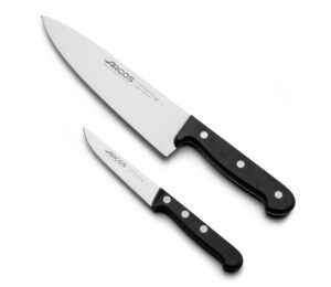 arcos knife set 2 pieces - nitrum stainless steel and mm blade. 363 gr. professional kitchen knife for cooking. ergonomic polyoxymethylene pom handle. series universal. color black