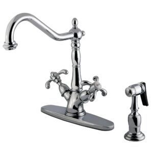 kingston brass ks1231txbs french country kitchen faucet, polished chrome