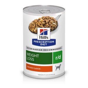 hill's prescription diet r/d weight reduction wet dog food, veterinary diet, 12.3 oz. cans, 12-pack, white