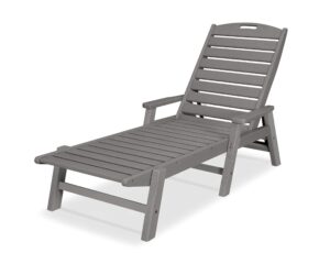 polywood ncc2280gy nautical arms chaise, slate grey