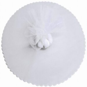 100 scalloped tulle circles 9" wedding favor wrap - white