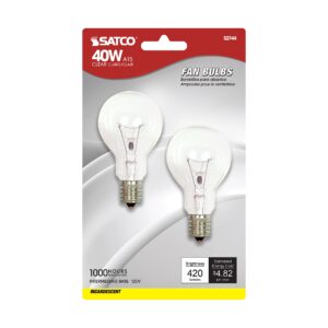 satco s2744 120v intermediate base 40-watt a15 light bulb, clear , white