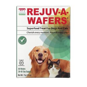 sun chlorella rejuv-a-wafers - chlorella & eleuthero superfood supplement for dogs and cats (60 wafers) pack of two